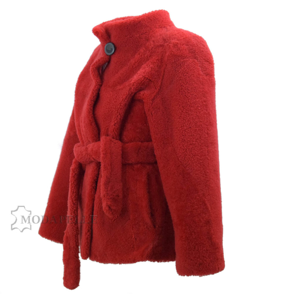 Mouton jacket in red colour - MODAPELLE
