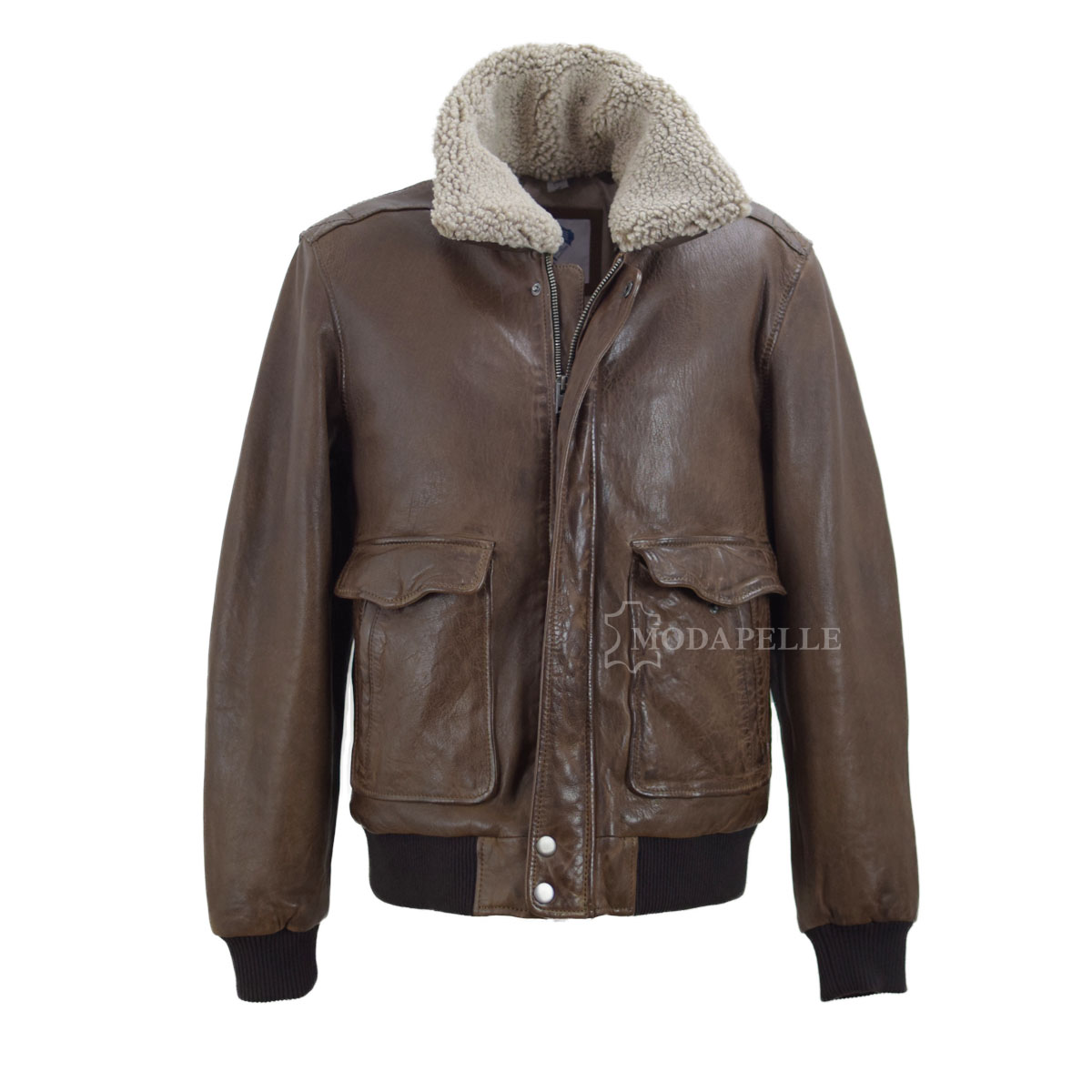 Δερμάτινο ανδρικό μπουφάν Pilot brown - MODAPELLE