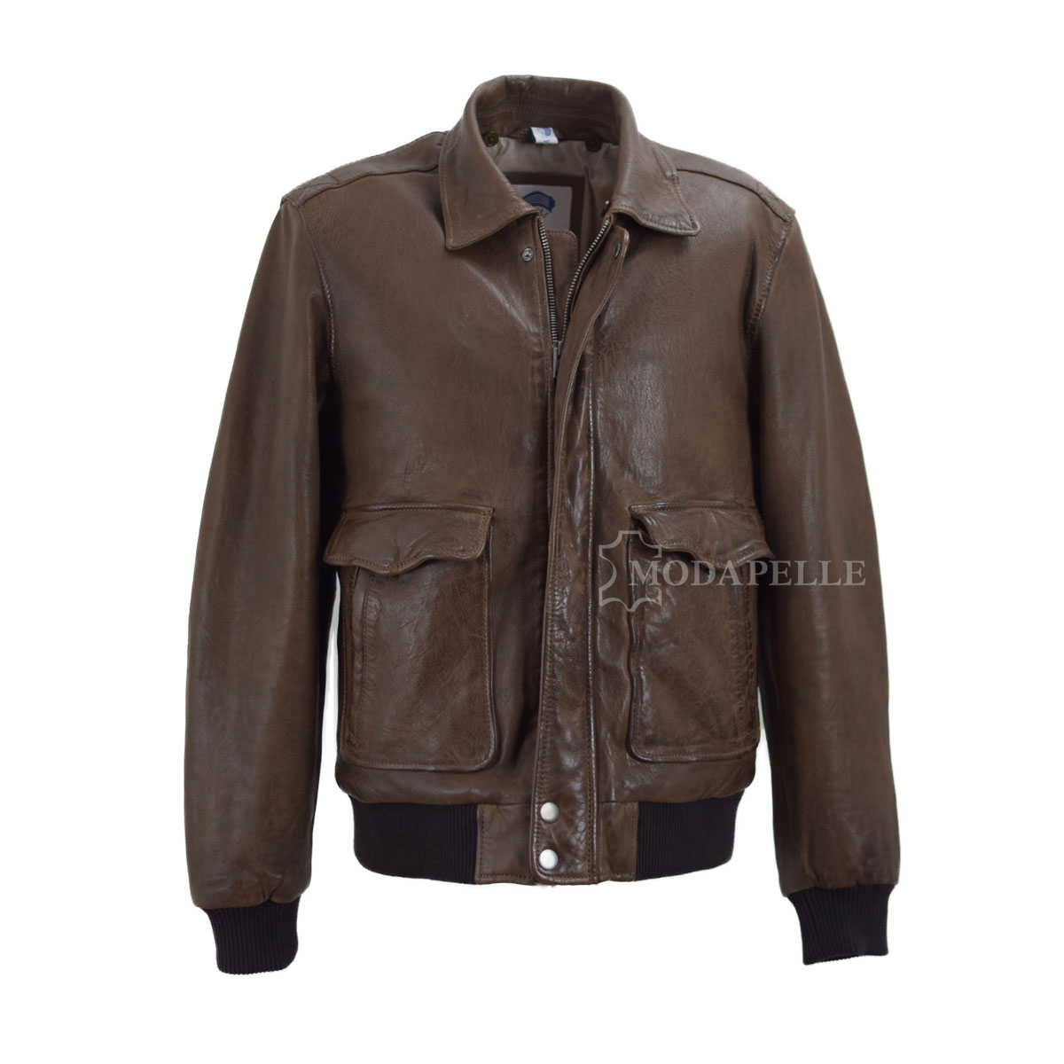Δερμάτινο ανδρικό μπουφάν Pilot brown - MODAPELLE