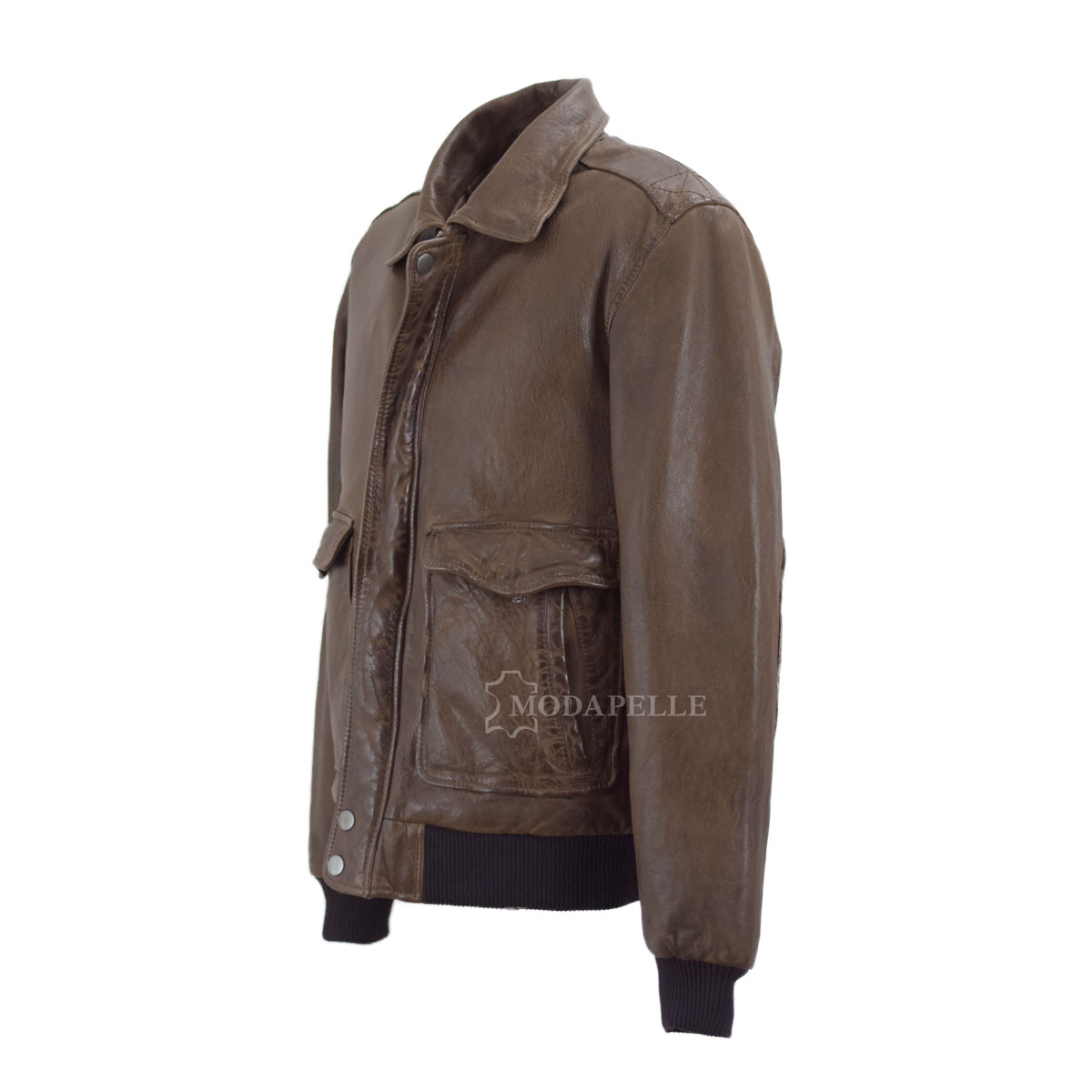 Δερμάτινο ανδρικό μπουφάν Pilot brown - MODAPELLE